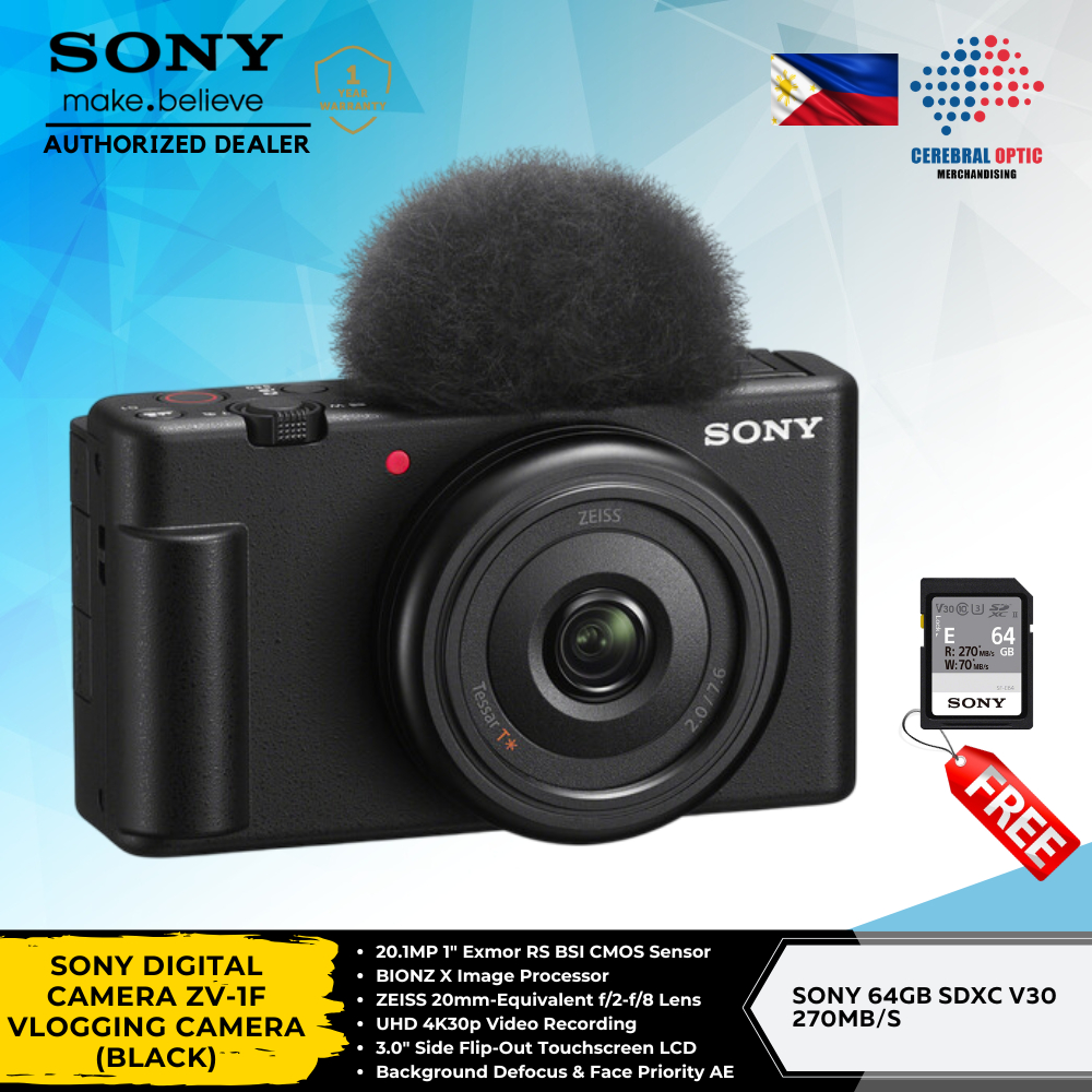 SONY DIGITAL CAMERA ZV-1F VLOGGING CAMERA (BLACK) FOR VLOGGERS ...