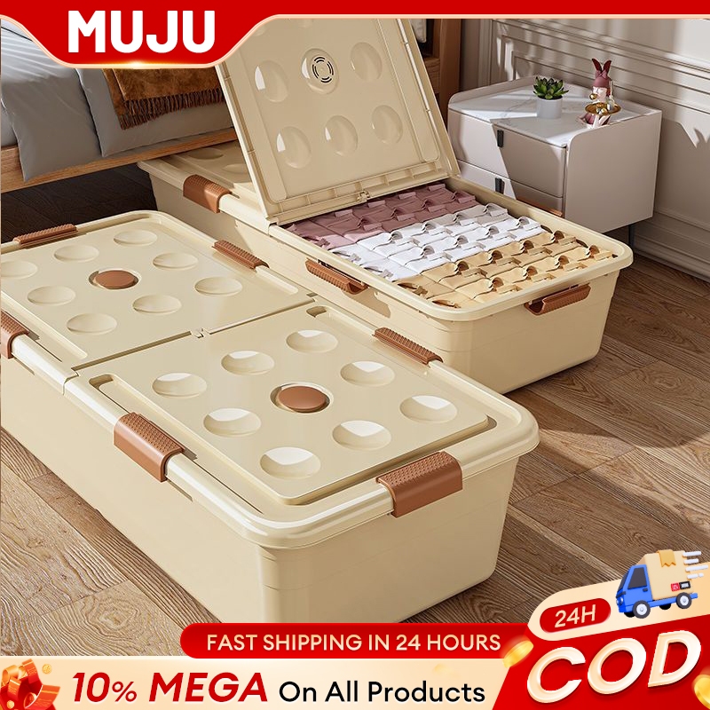 MUJU Clothing Storage Box Storage Box Under The Bed Flat Plastic ...