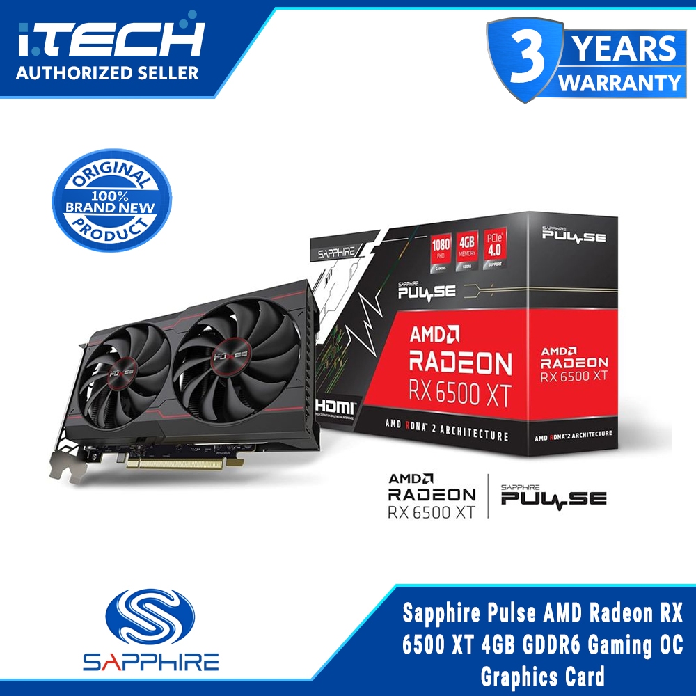 Sapphire Pulse AMD Radeon RX 6500 XT 4GB GDDR6 Gaming OC Graphics Card ...