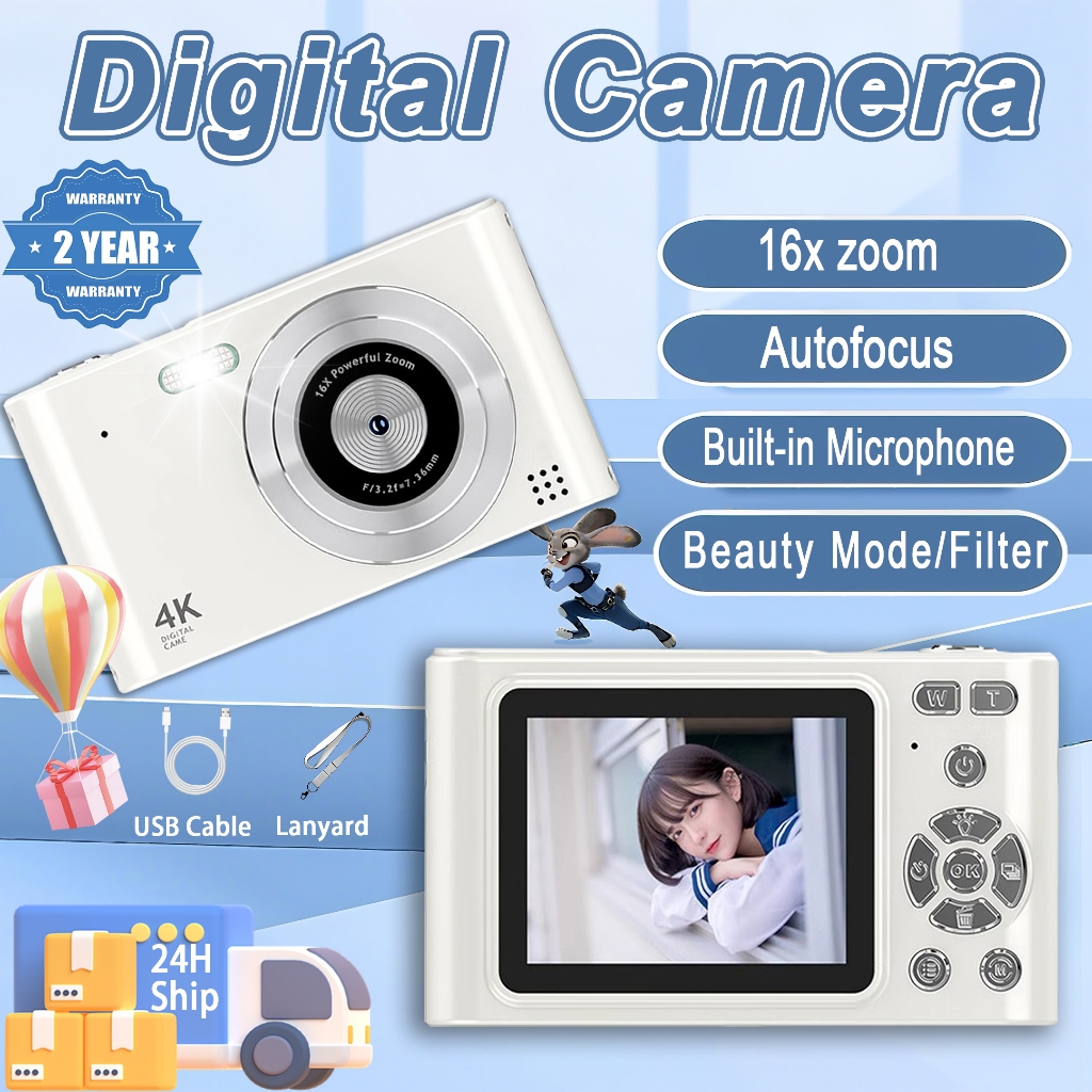 4K Mini Digital Camera Photography For Vlogging Waterproof Flash ...