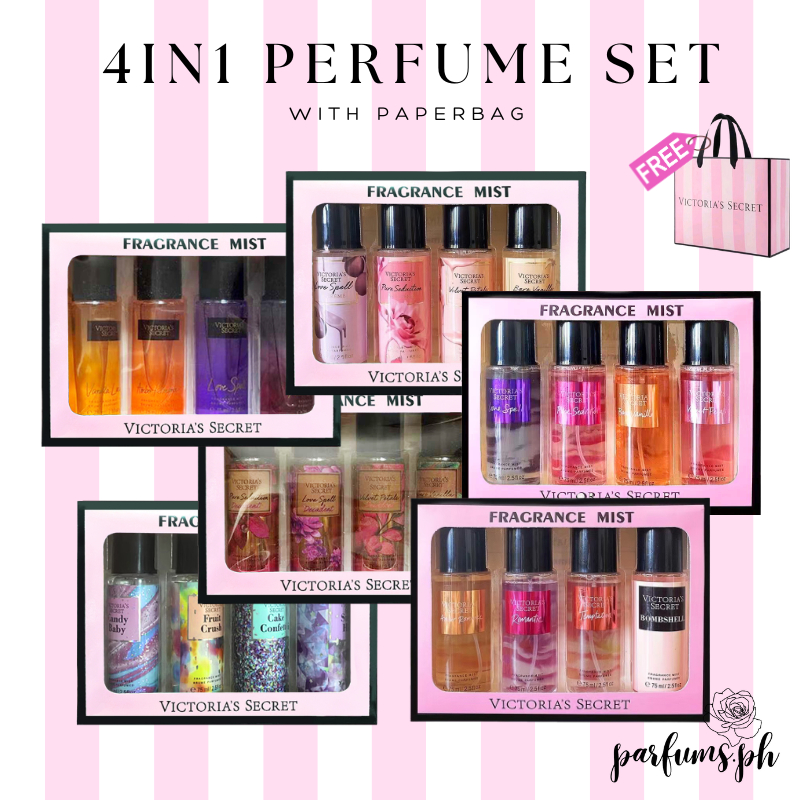 [With Bag] Victoria's Secret Fragrance Mist Set 4in1 75mL*4 Bare Vanilla Lace Birthday Gift ...