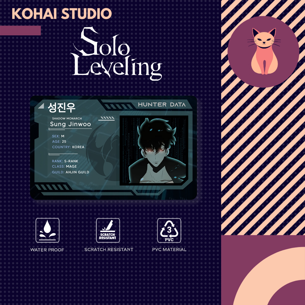 Solo Leveling Anime Manga Collectible ID Cards Cosplay BEEP Sticker by ...