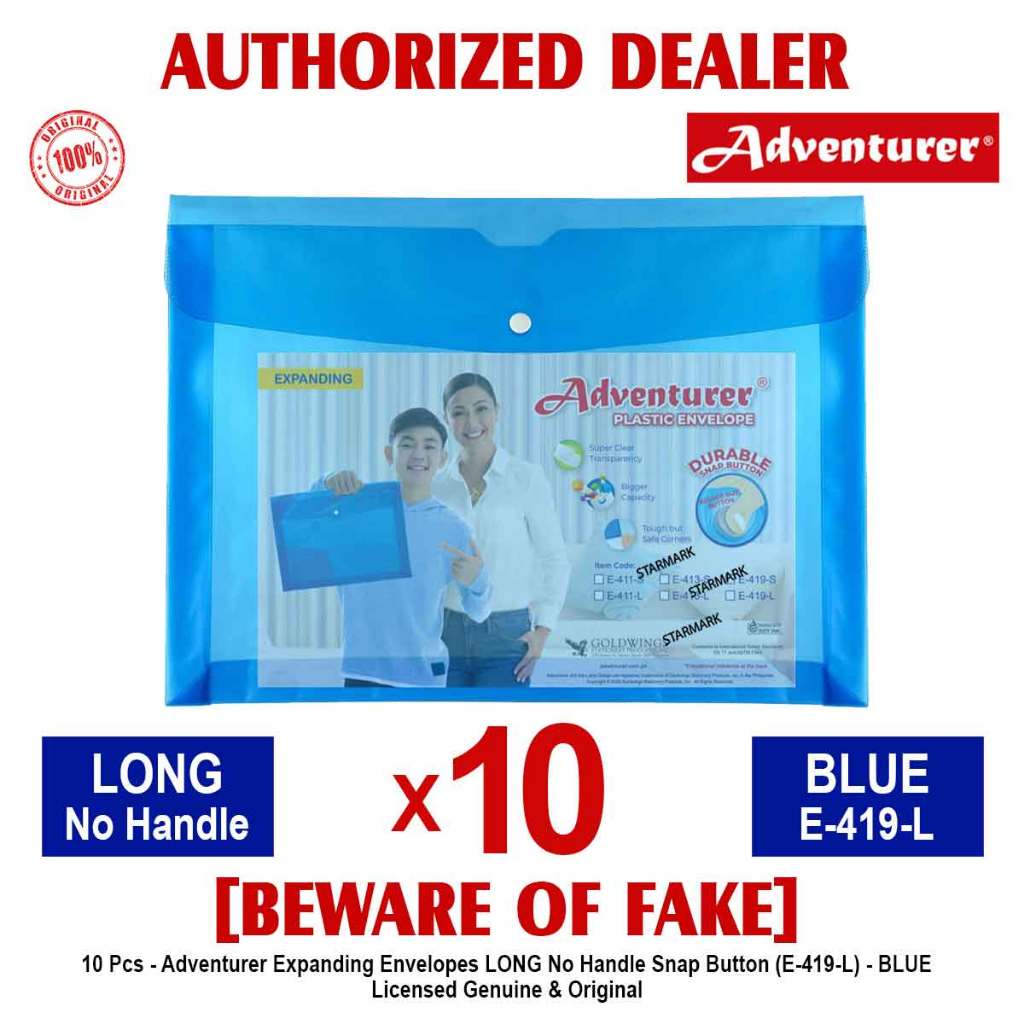 ADVENTURER Expanding Plastic Envelope Envelopes LONG COLORED Snap ...
