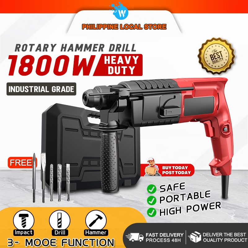 1800W Demolition Hammer/Chipping Gun Electric Drill 3 In 1 Portable ...
