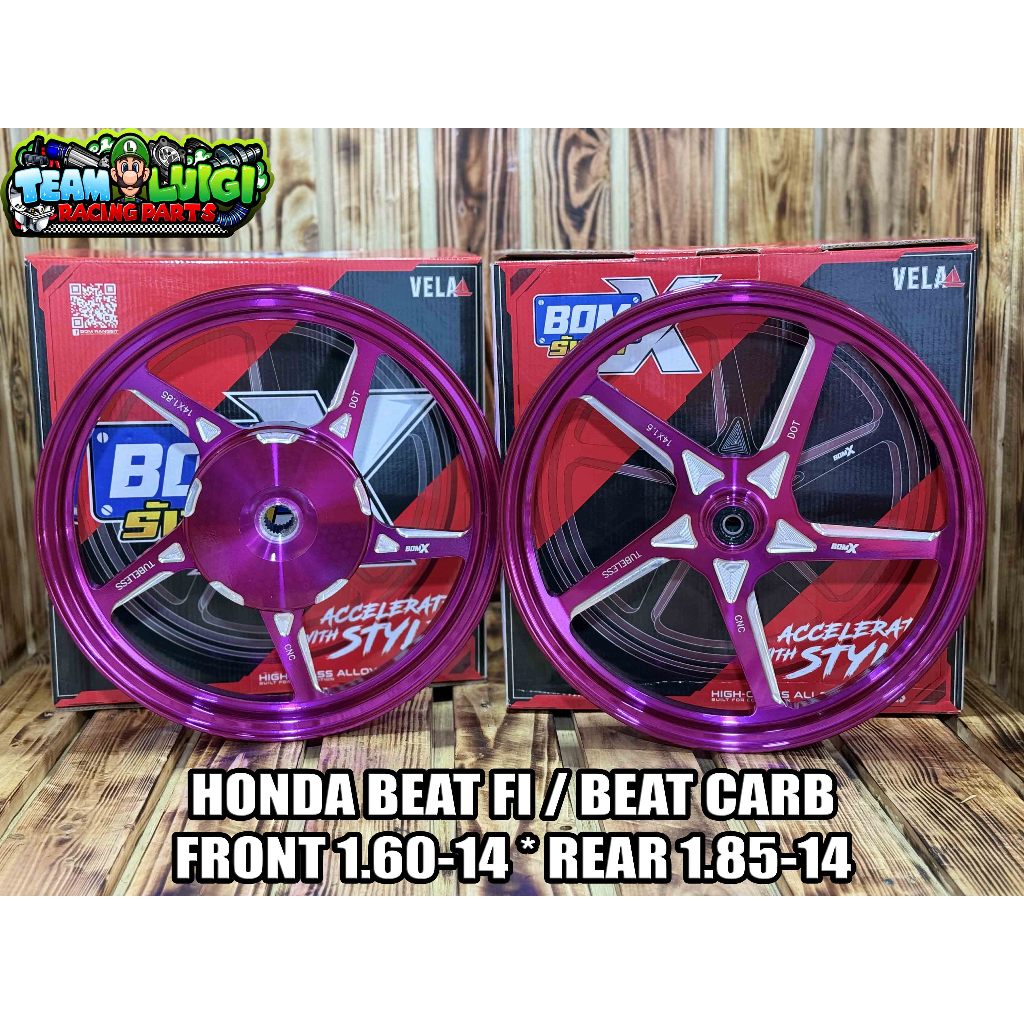 BOM X VELA CNC MAGS 14s 5 SPOKES HONDA BEAT FI / BEAT CARB (100% ...