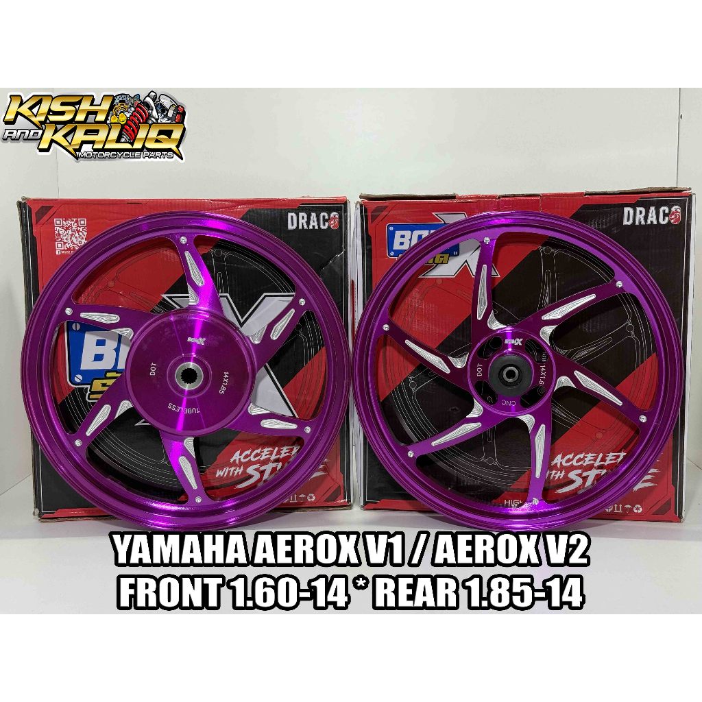 BOM X CNC MAGS DRACO 14s 6 SPOKES FOR YAMAHA AEROX V1 / AEROX V2 (100% ...