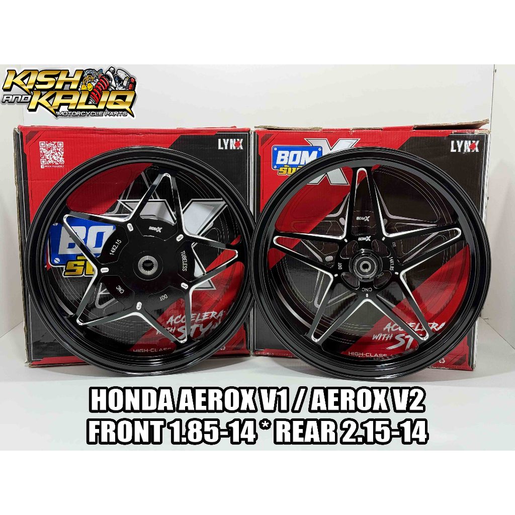 BOM X CNC MAGS LYNX (STAR) 14s 5 SPOKES FOR YAMAHA AEROX V1 / AEROX V2 ...