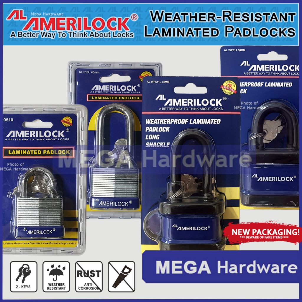AMERILOCK or HERKS Padlock for gate - Laminated 30mm 40mm 50mm (Short ...