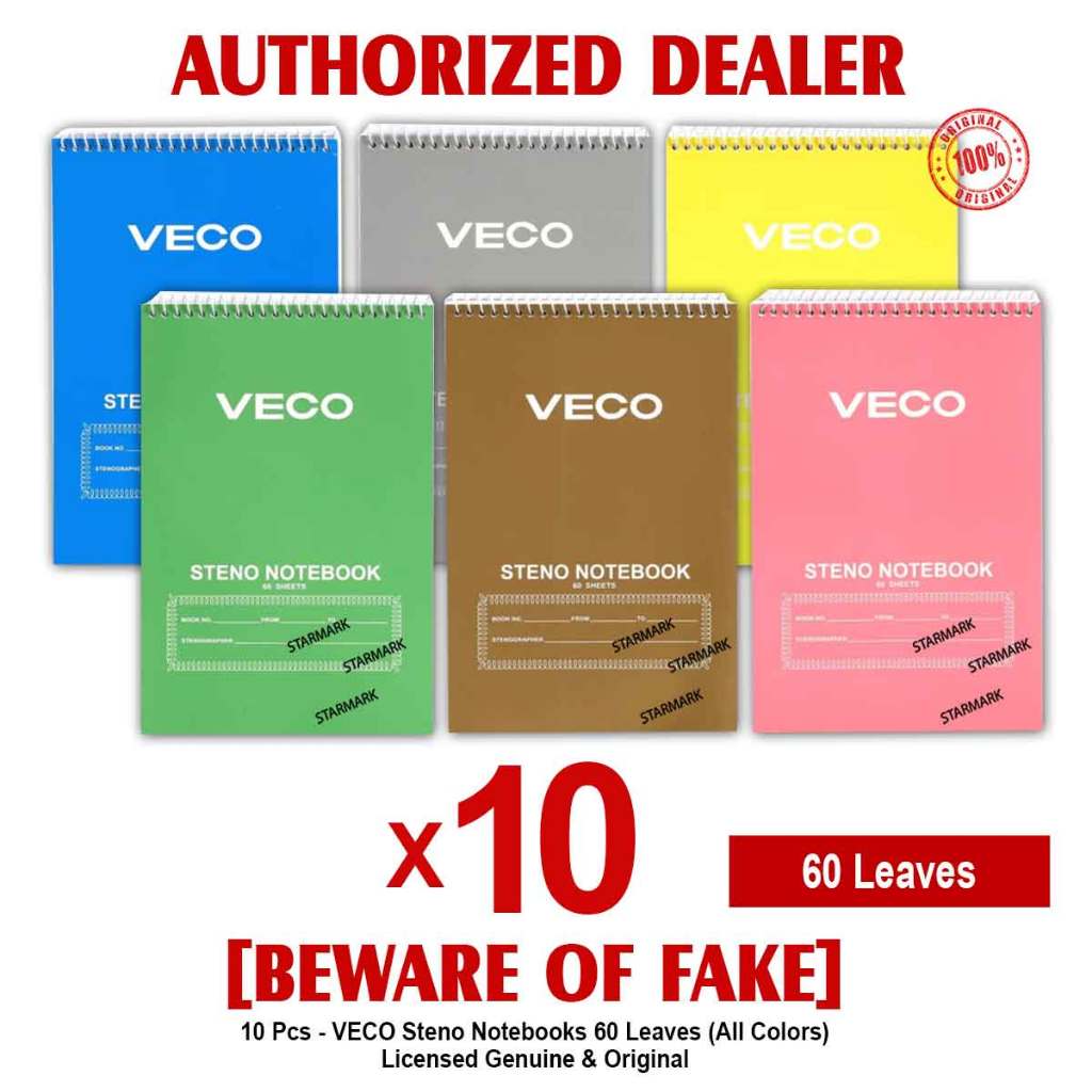 VECO Steno Notebook Notebooks 60 Leaves Blue Gray Yellow Green Brown ...