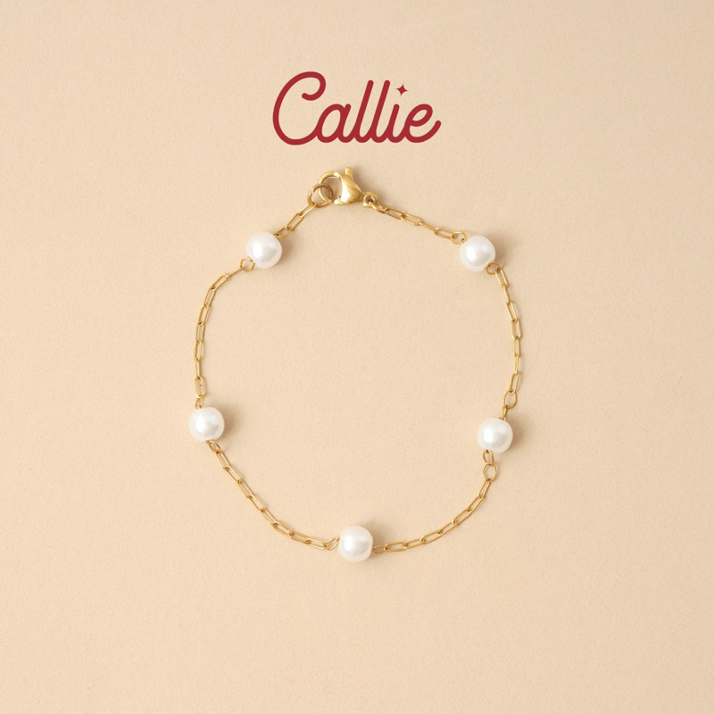 Callie Stainless Steel Eloise Minimalist Paperclip Pearl Bracelet ...