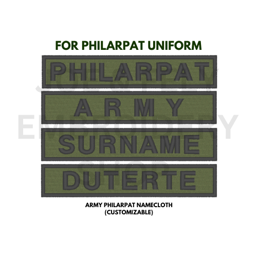PHILIPPINE ARMY PHILARPAT NAMECLOTH UNIFORM PATCHES (W/o VELCRO ...