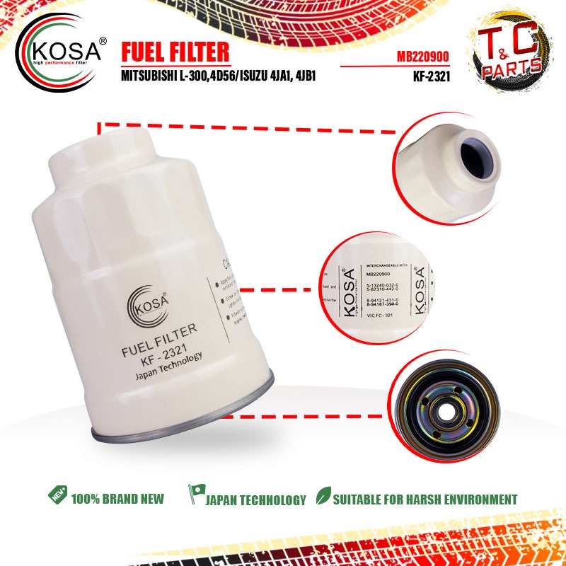 MITSUBISHI L-300 4D56 4JA1 4JB1 FUEL FILTER MB220900 KOSA (1PC ...