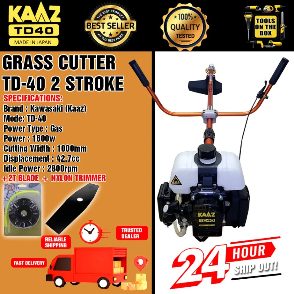 KAWASAKI KAAZ GRASS CUTTER TD40 + 2T Blade + Nylon Trimmer | Shopee ...