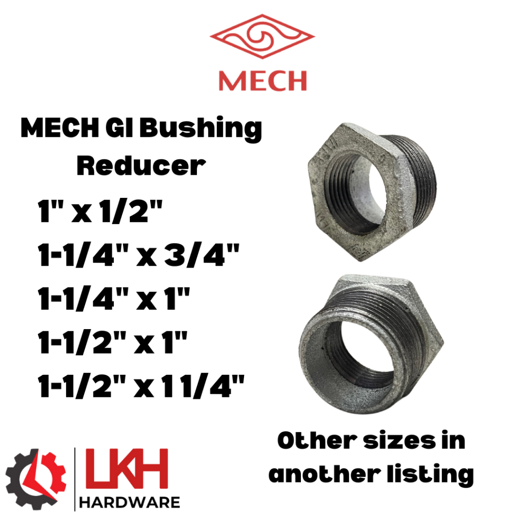 MECH Galvanized Iron GI Bushing Reducer 1" diameter to 1-1/2" | Shopee ...