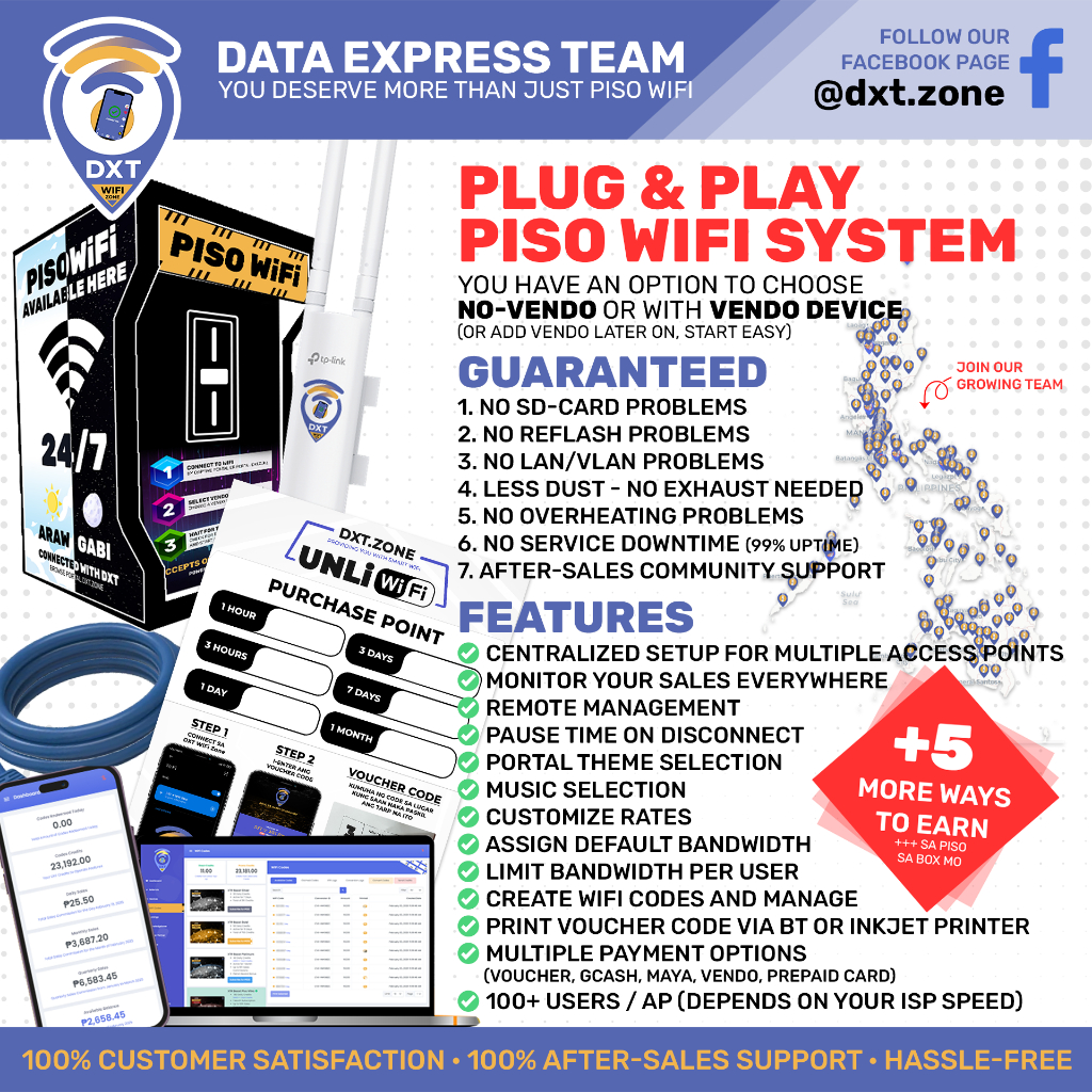 DXT Dual-Band WiFi Management Device - 2.4GHz and 5GHz, Plug and Play, Suitable for Piso WiFi ...