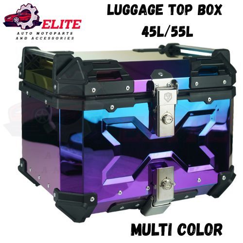 EliteAutoMoto Multi Color Motorcycle Top Box Luggage Colors 45 Liters ...
