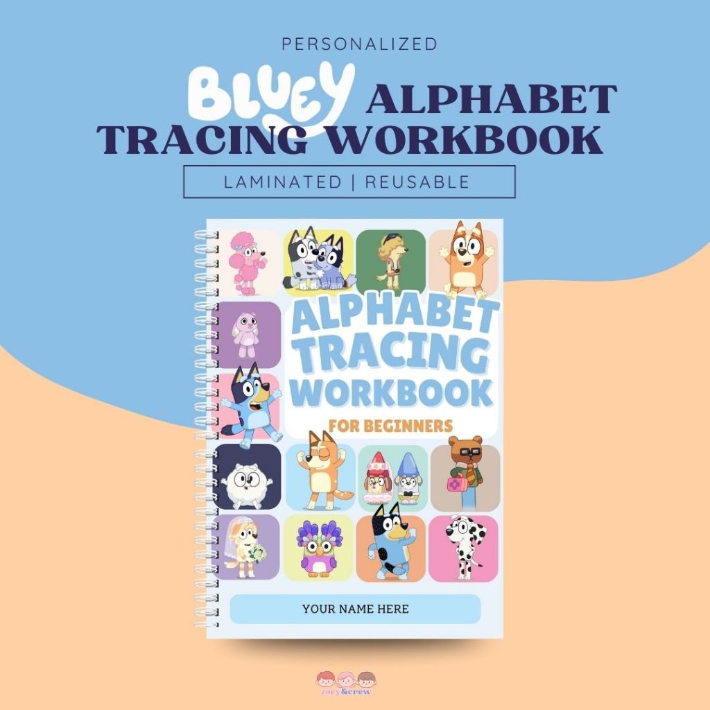 zoey&crew Bluey Alphabet Tracing Workbook | A4 | Laminated | Reusable ...