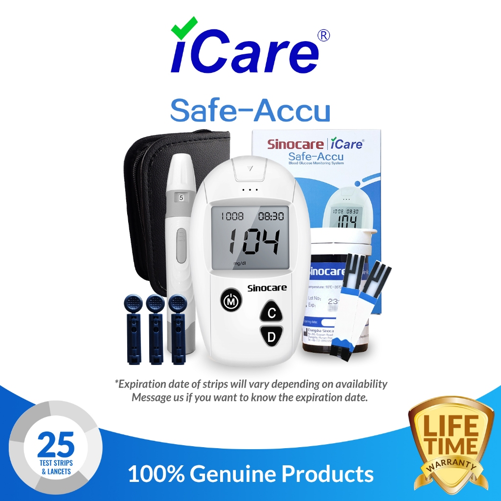 iCare SA25 Safe Accu Blood Glucose Meter SET (1Meter+25 Strip+25 ...