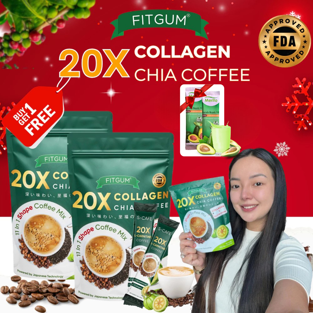 FITGUM 20X Collagen Chia Coffee For Weight Management Anti-Aging ...