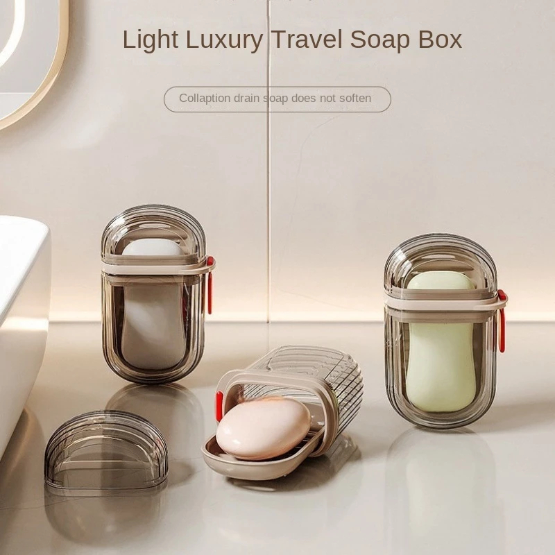 Portable Soap Box Transparent Travel Soap Case Sealed Household Drain ...
