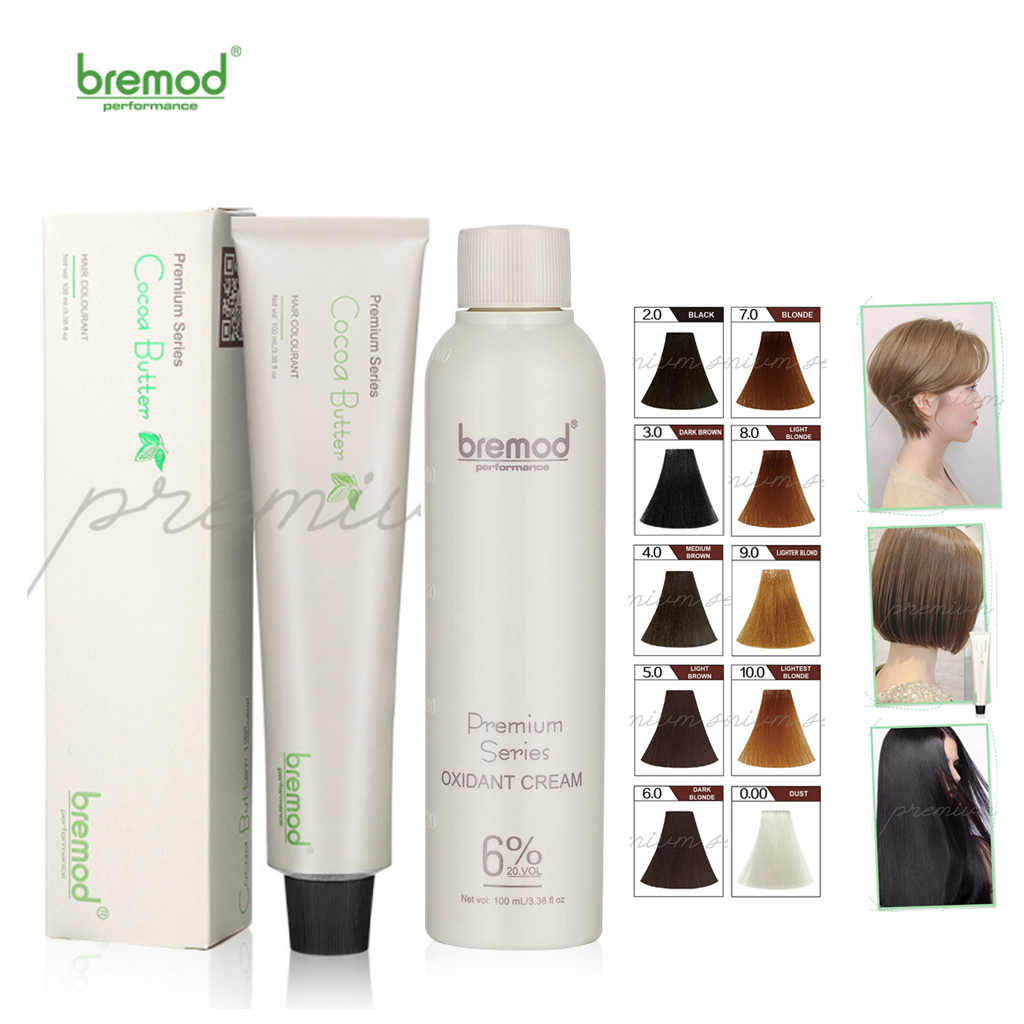 Bremod Premium Hair Color + Oxidizer 3% 6% 9% 12% Black Dark Brown ...