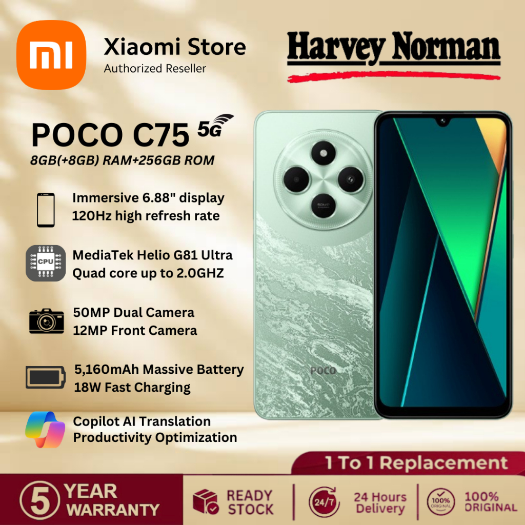 Xiaomi POCO C75 5G Smartphone (8GB + 256GB)| 6.88" Immersive Display ...