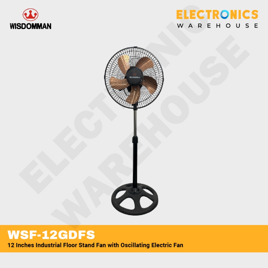 WISDOMMAN WSF-12GDFS 12 Inches Industrial Floor Stand Fan with ...