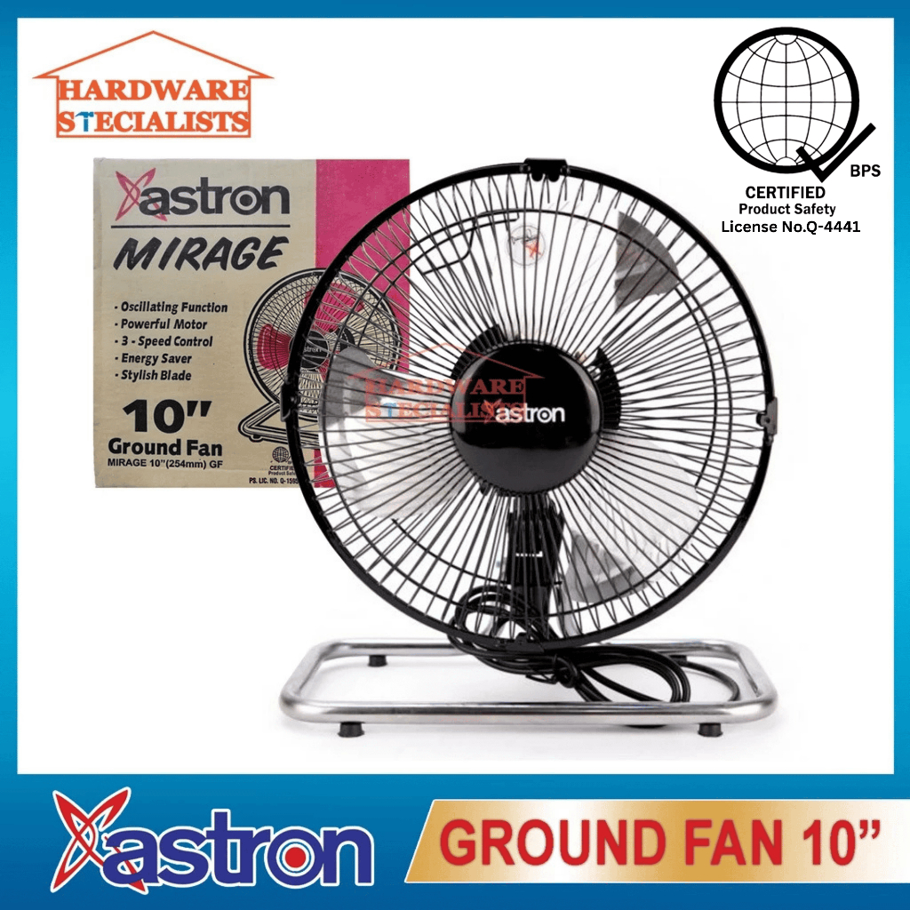 Astron Mirage 10" Ground Fan (Black) | Shopee Philippines