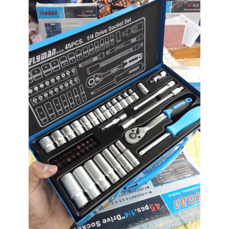 Original Flyman 45pcs 1/4drive Socket Set CR-V | Shopee Philippines