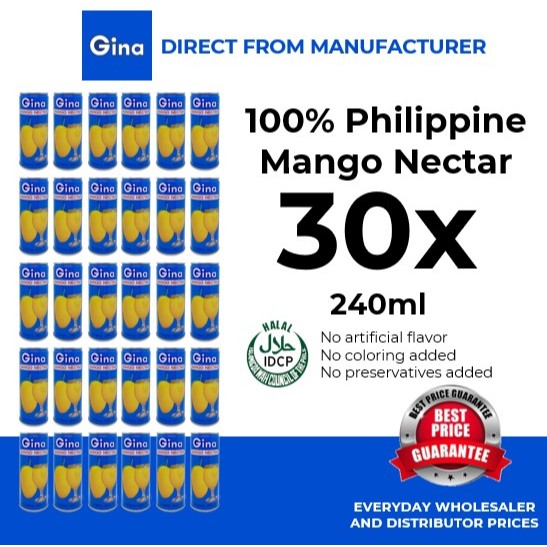 30x Gina Mango Nectar Juice 240mL (30 Cans) | Shopee Philippines