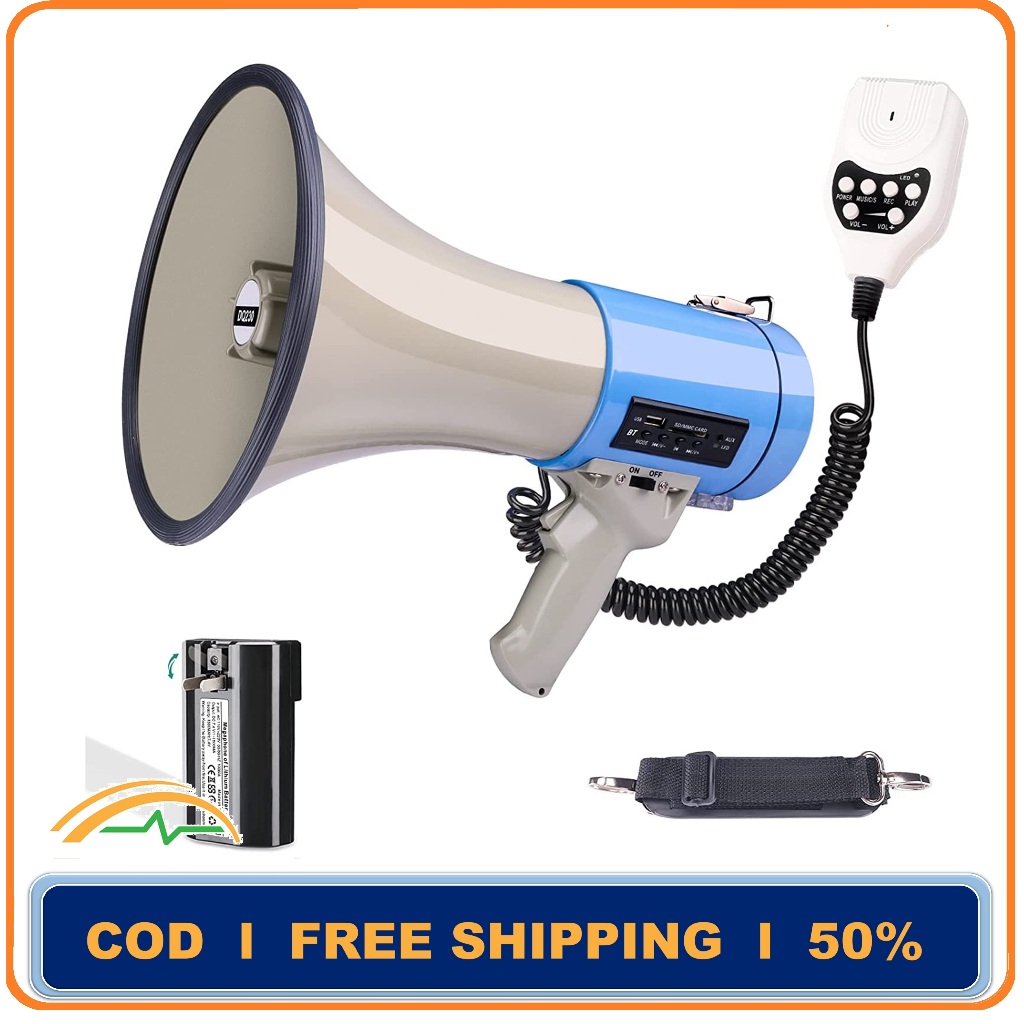 Megaphone with Siren with Rechargeable Battery USB Port and Recording ...
