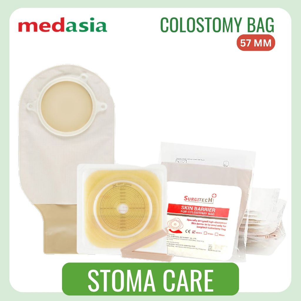 Surgitech 1pc Colostomy Bag 57mm (1set with clip, base and bag ...