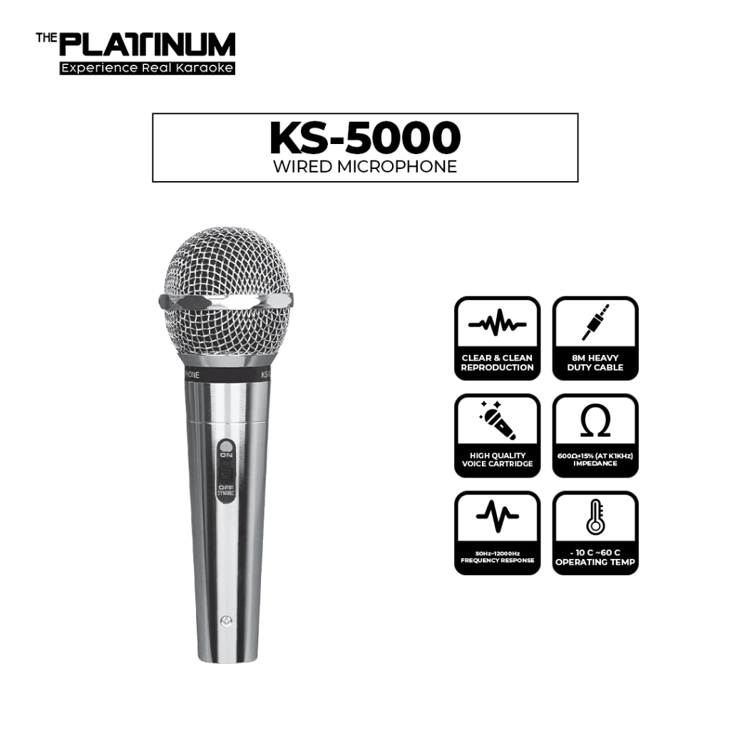 Platinum Karaoke KS-5000 High-End Dynamic Wired Microphone | Shopee Philippines