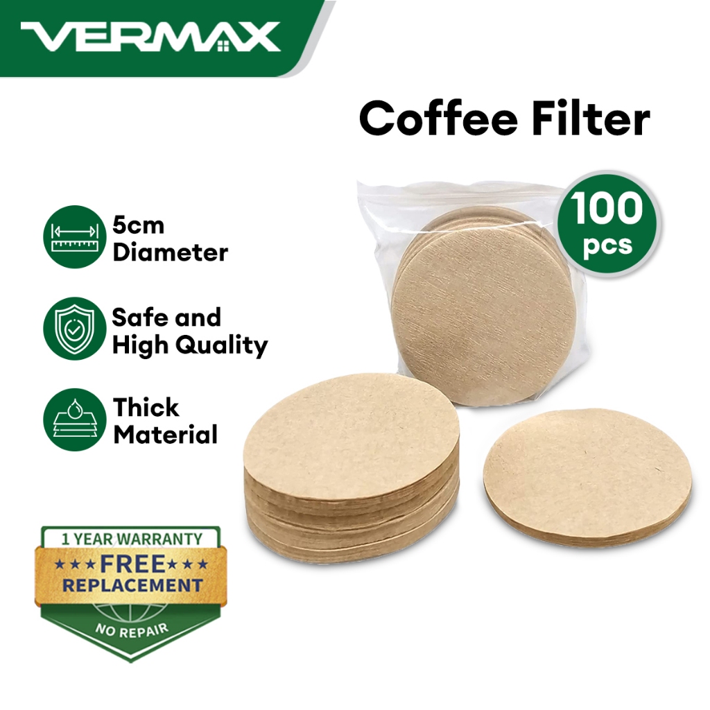 Vermax Round Coffee Filter Paper 51mm 100Pcs 5Pack Moka Pot Espresso ...