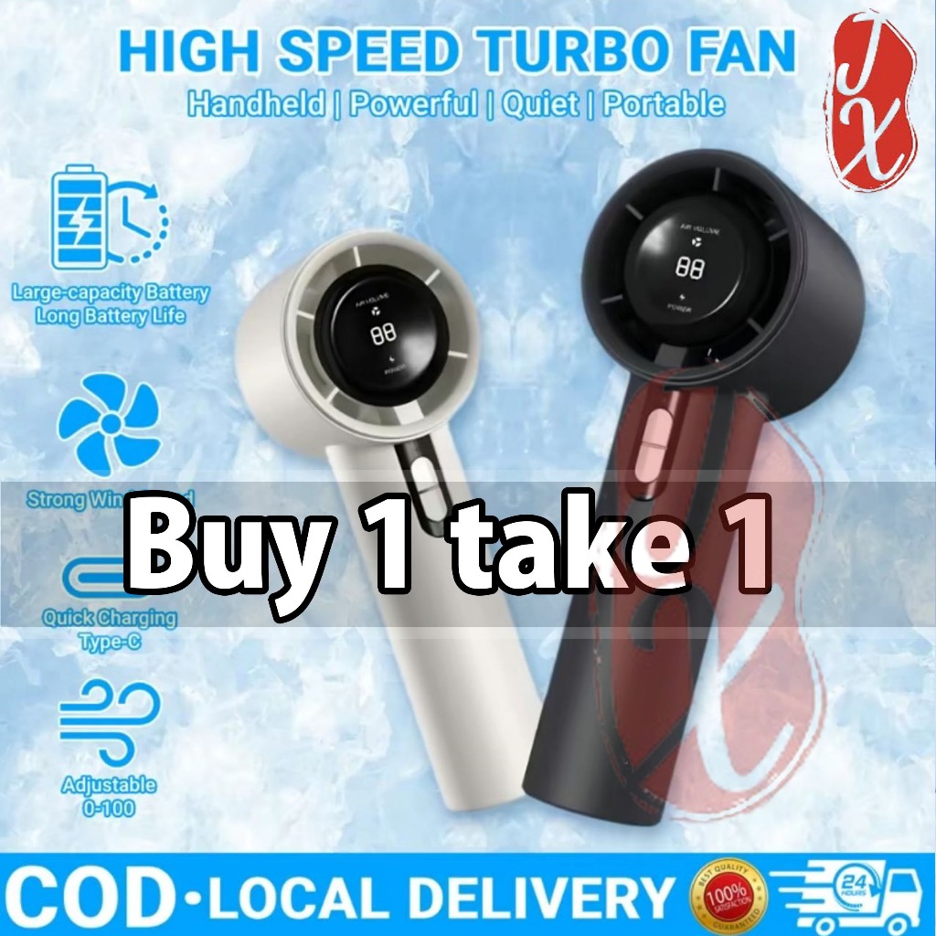 BUY 1 TAKE 1 Mini Fan Rechargeable Strong Wind 100 Gear Wind Speed Fan ...