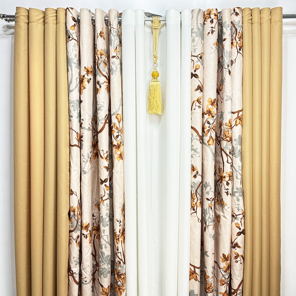 Plain and Printed Mocha Mousse Ring Curtain Sale for Window | Shopee ...