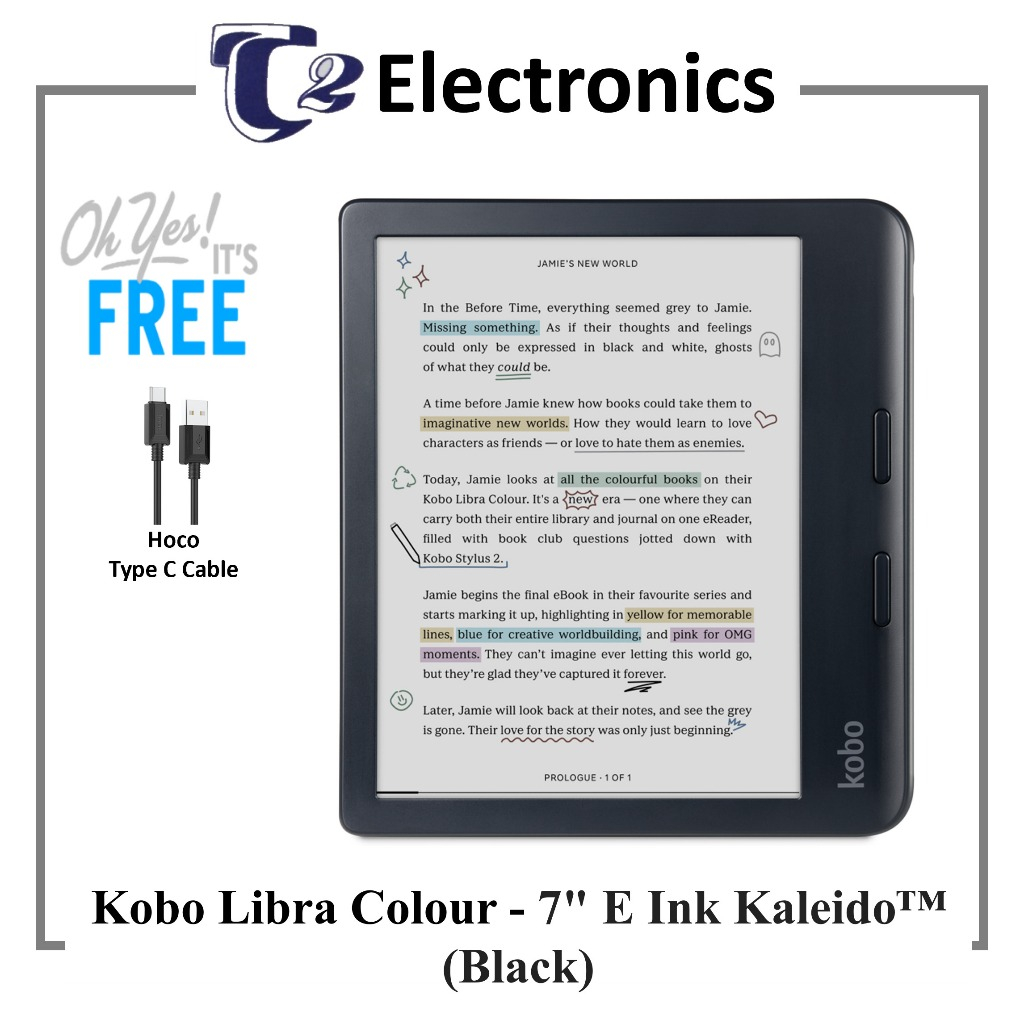 [eReader] Kobo Libra Colour *Free Hoco Type C Cable* - 7 inch E Ink ...