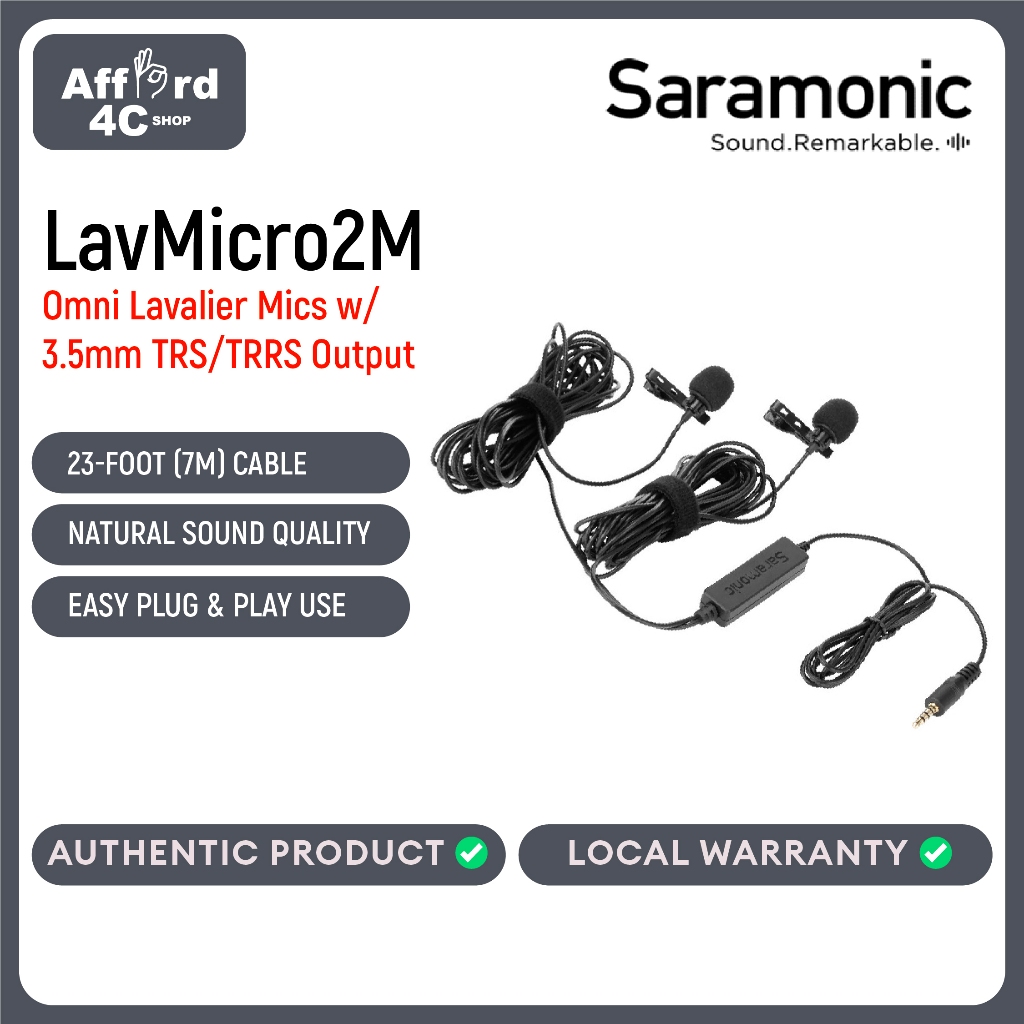 Saramonic LavMicro2M 2-Person Omni Lavalier Mic with 3.5mm TRS/TRRS ...