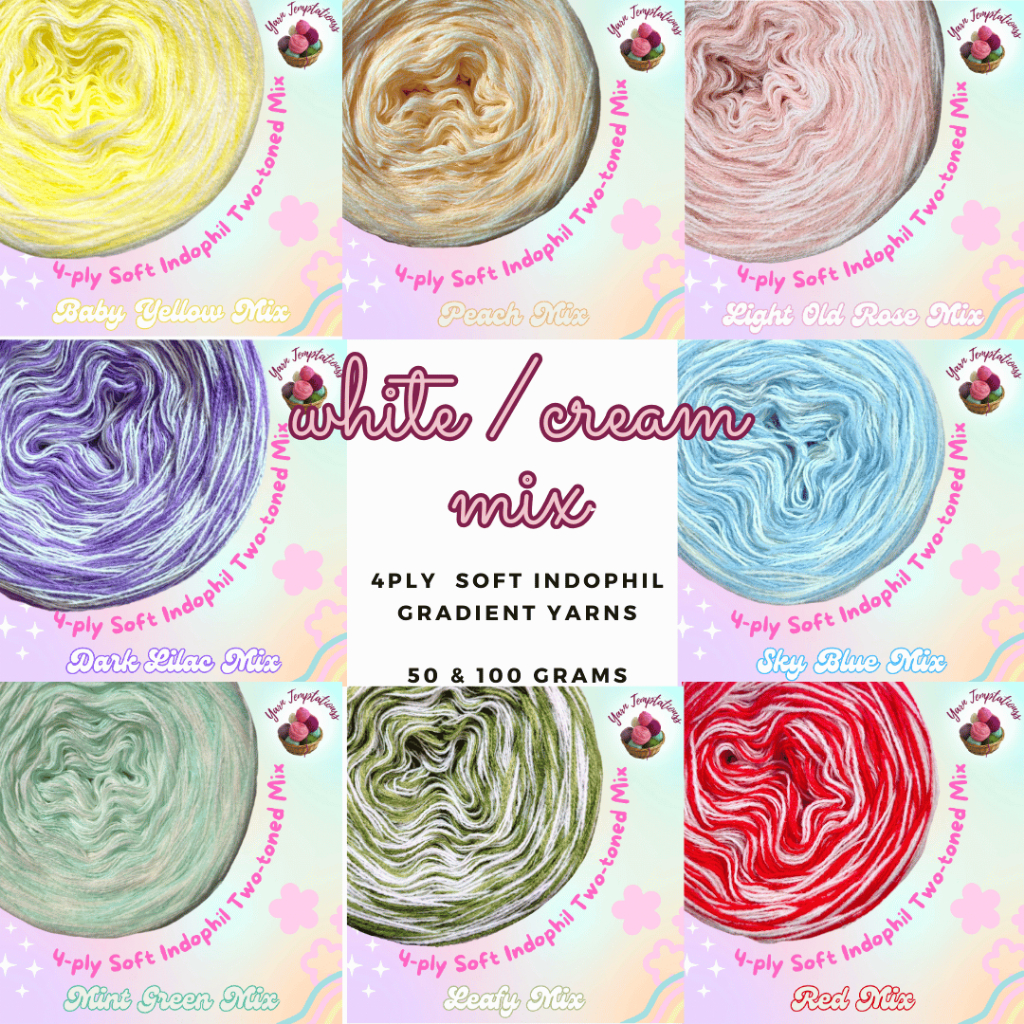 White/Cream Mix 4ply Soft Indophil Two-toned Mix | 50g & 100g Yarn ...