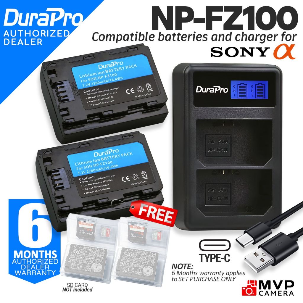 DURAPRO NP-FZ100 NPFZ100 FZ100 Battery DUAL USB Charger for Sony A6600 ...