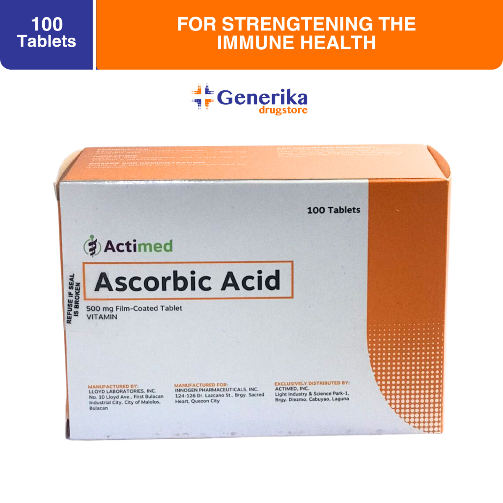 Actimed Ascorbic Acid 500mg Film-Coated Tablet- Pack of 100 Tablets ...