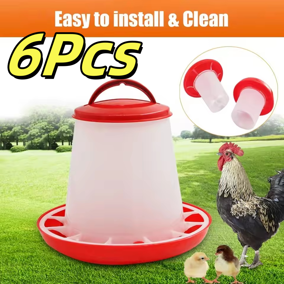 6Pcs Automatic Chicken Bucket Feeder Hanging Poultry Automatic Drinker ...
