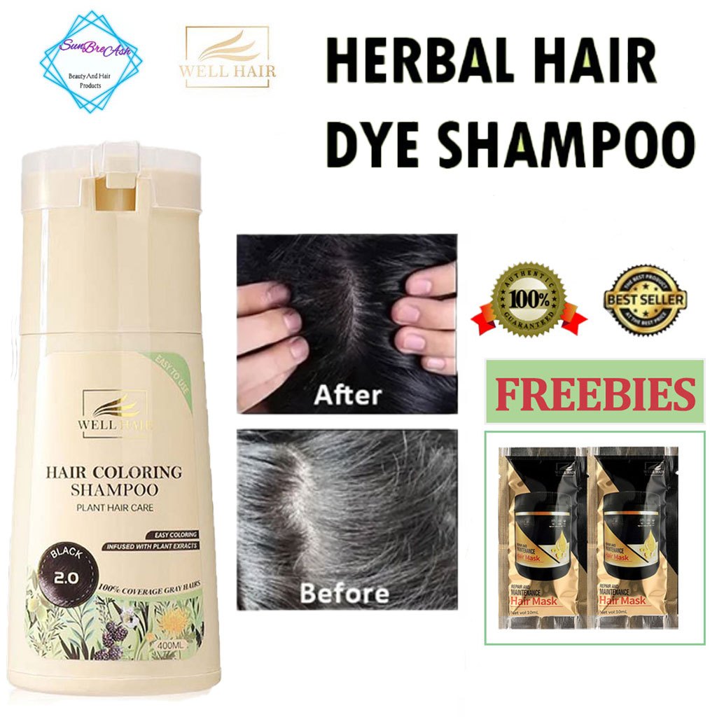 Well Hair Herbal Hair Dye Shampoo Transforms White Hair Turns To Black ...