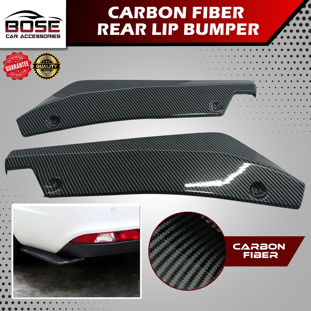 2pcs Universal Carbon Fiber Car Rear Bumper Lip Splitter Diffuser Black ...