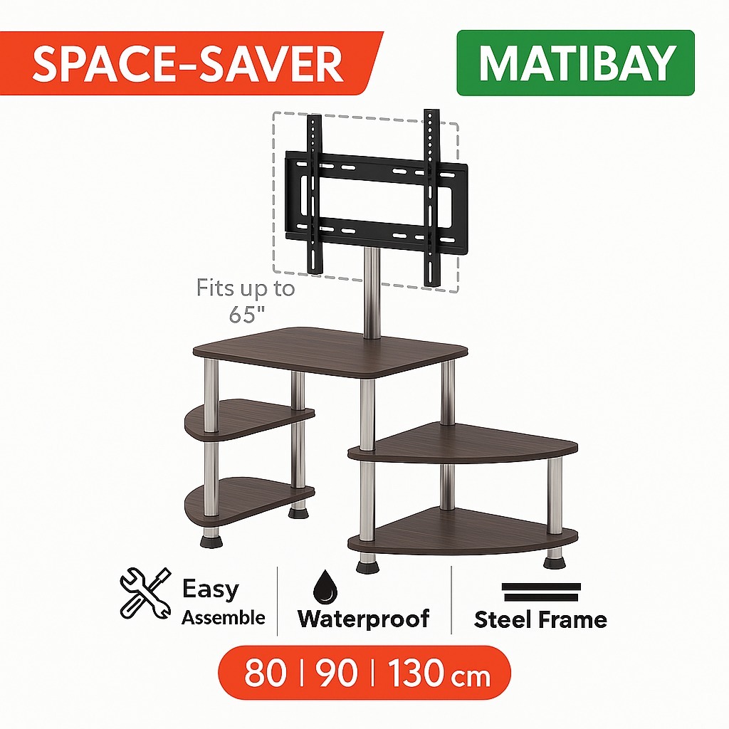 Space-Saving TV Stand Rack Cabinet | Waterproof 3-Tier Wood Shelves ...