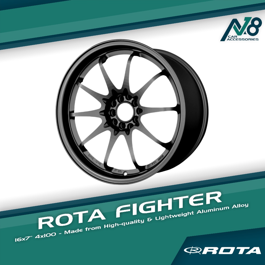 ROTA Fighter 16x7 4x100 MATTE BLACK Wheels Genuine | Shopee Philippines