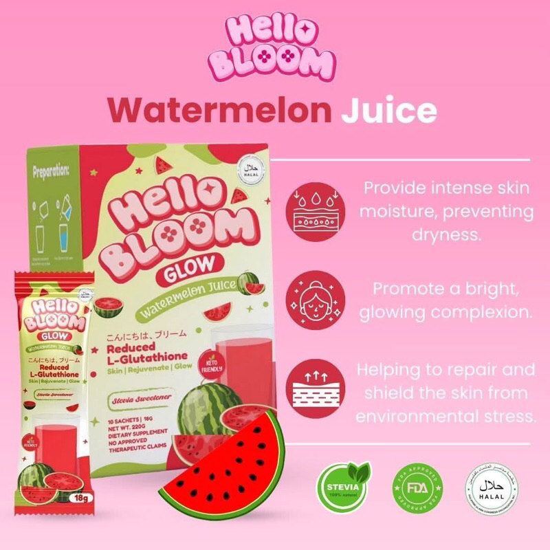 Hello Bloom Glow Watermelon Juice 18g (1 sachet) | Shopee Philippines