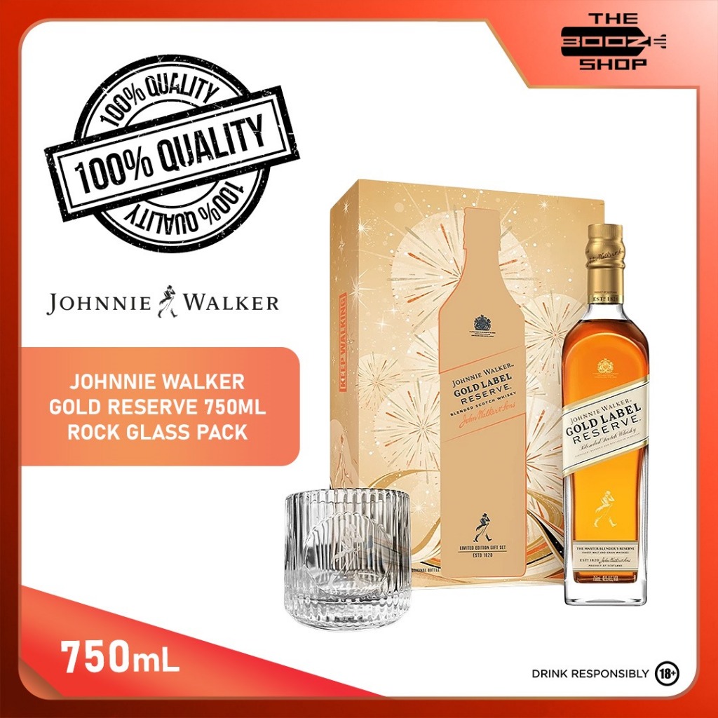 Gift Set: Johnnie Walker Gold Reserve 750ml Rock Glass Pack | Shopee ...