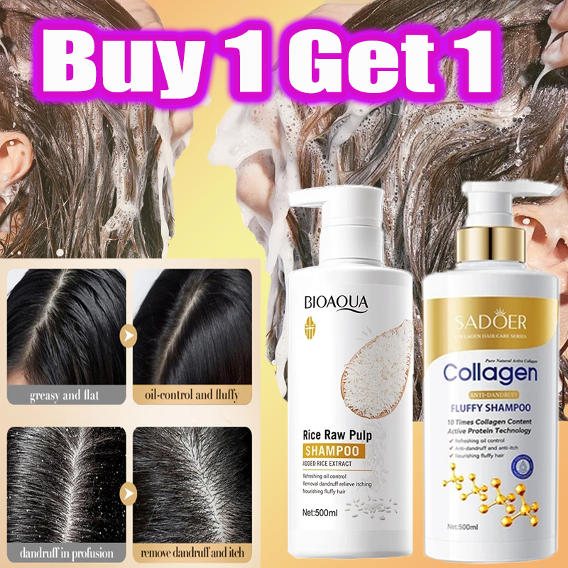 SADOER Collagen Anti-Dandruff Fluffy Shampoo BIOAOUA Rice Puree Shampoo ...