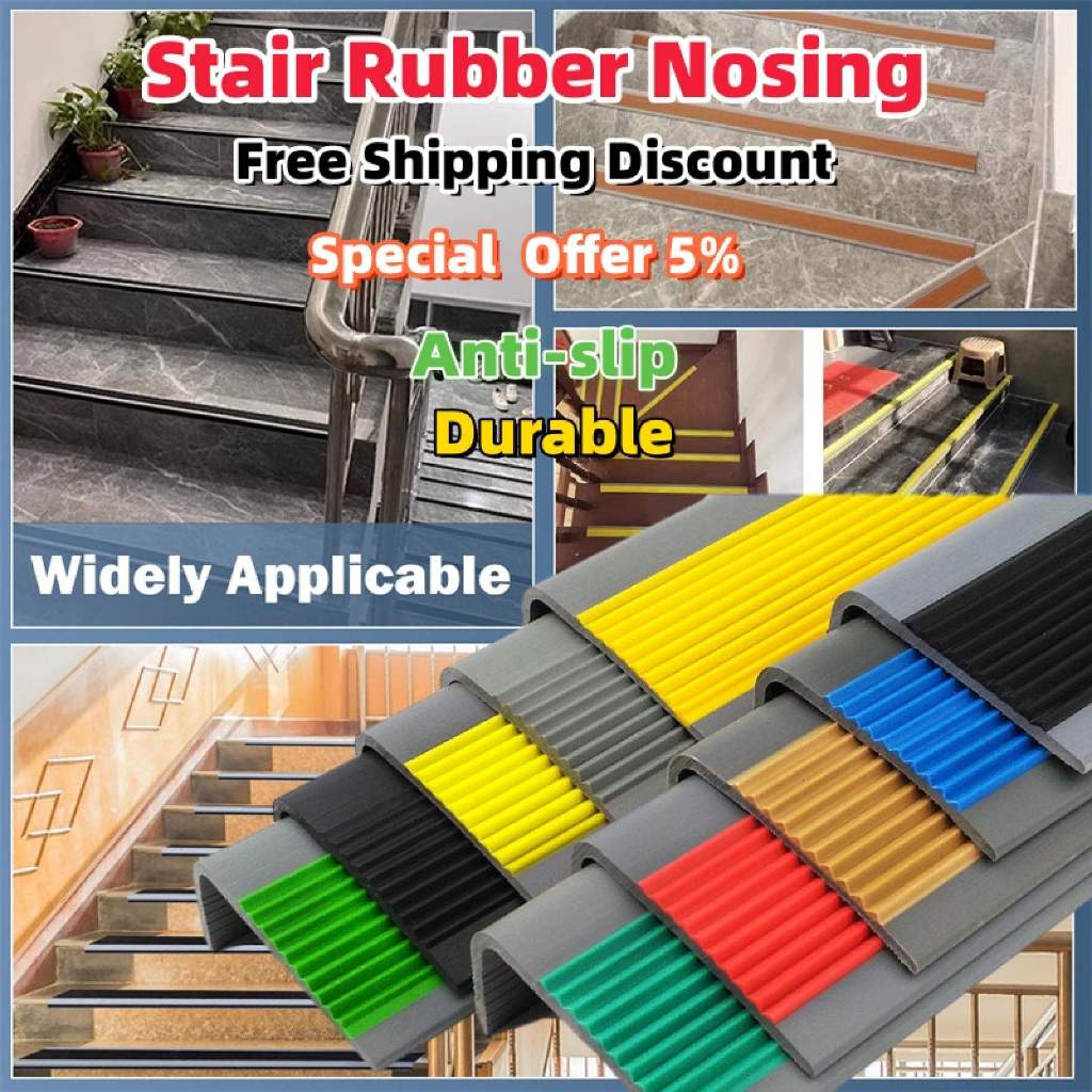 8/24FT Anti Slip Strip L-type PVC Rubber Stair Nosing Self-Adhesive ...